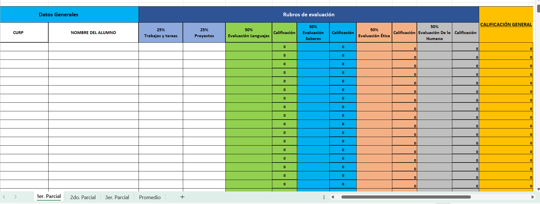 Libro De Calificaciones Imprimible Para Profesores