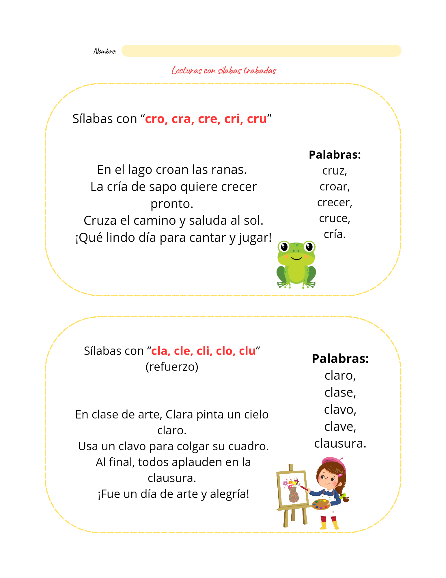 Lecturas con sílabas trabadas - ElprofeReMa